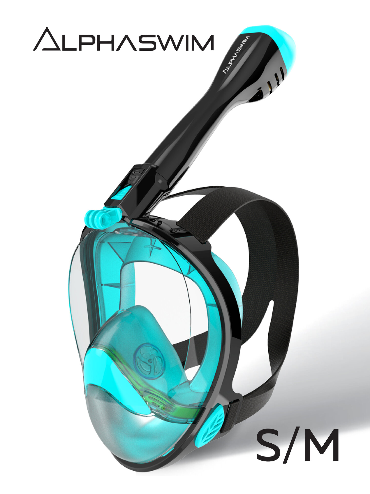 Маска для плавания полнолицевая ALPHA SWIM для снорклинга на поверхности, для подводного плавания, размер S/M