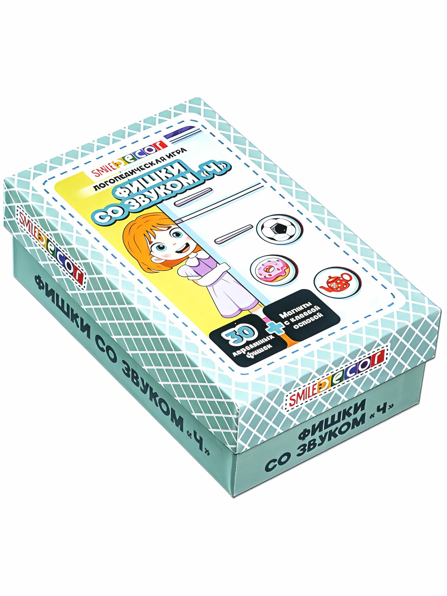 Логопедическая игра "Фишки со звуком Ч", магнитная игра с кубиком, игровое пособие для развития и постановки речи, автоматизация звука "Ч", 30 деревянных фишек и 30 магнитов с клеевой основой