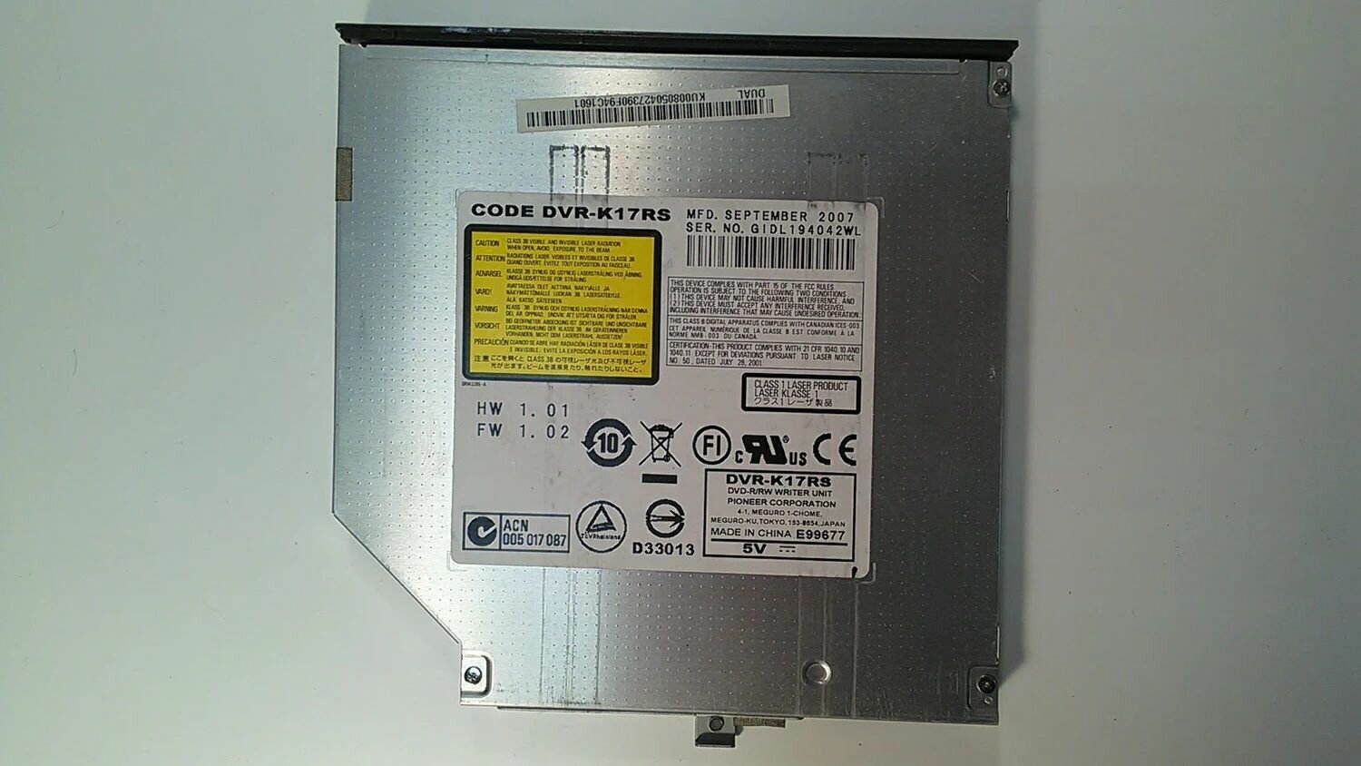 Pioneer DVR-K17RS IDE для Aspire 5520 Icw50 Ноутбук Acer Привод дисков арт. 6345
