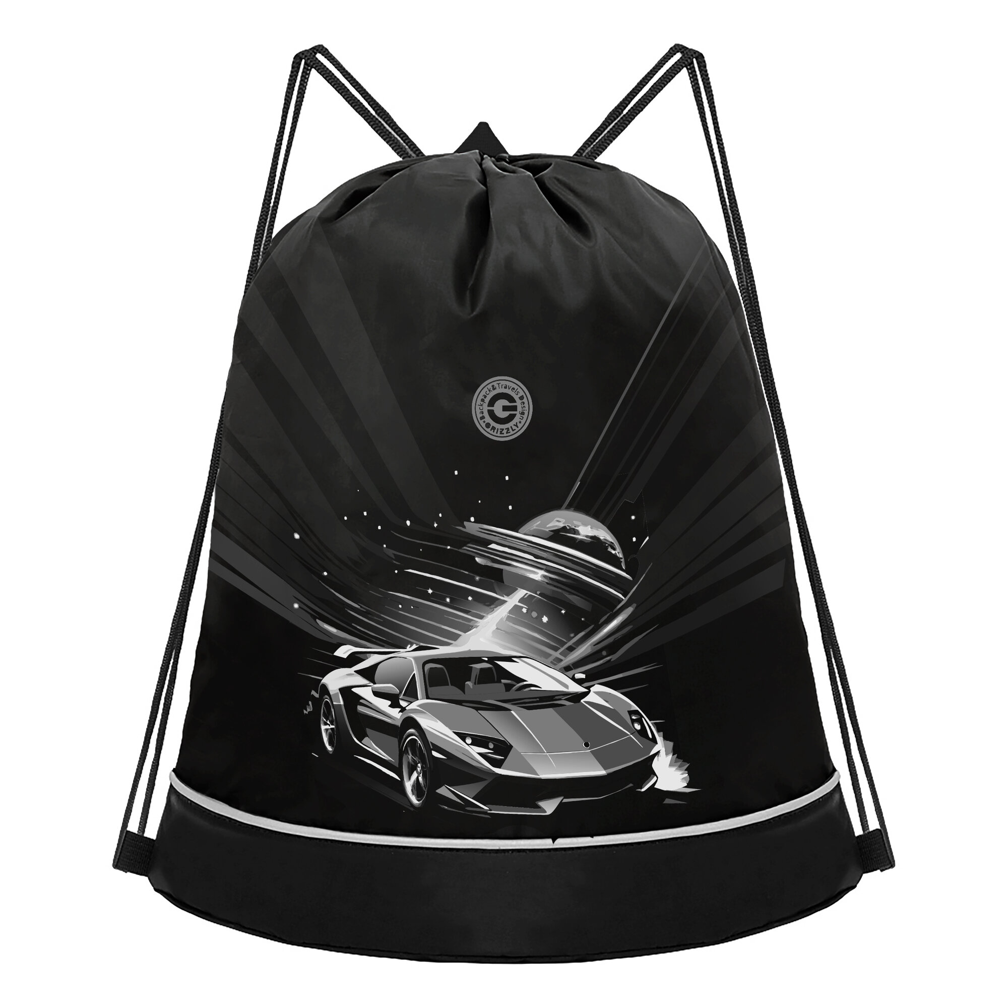 Мешок для обуви GRIZZLY с одним отделением, с боковым карманом, укрепленным дном, для школы, для мальчика OM-51-114/2