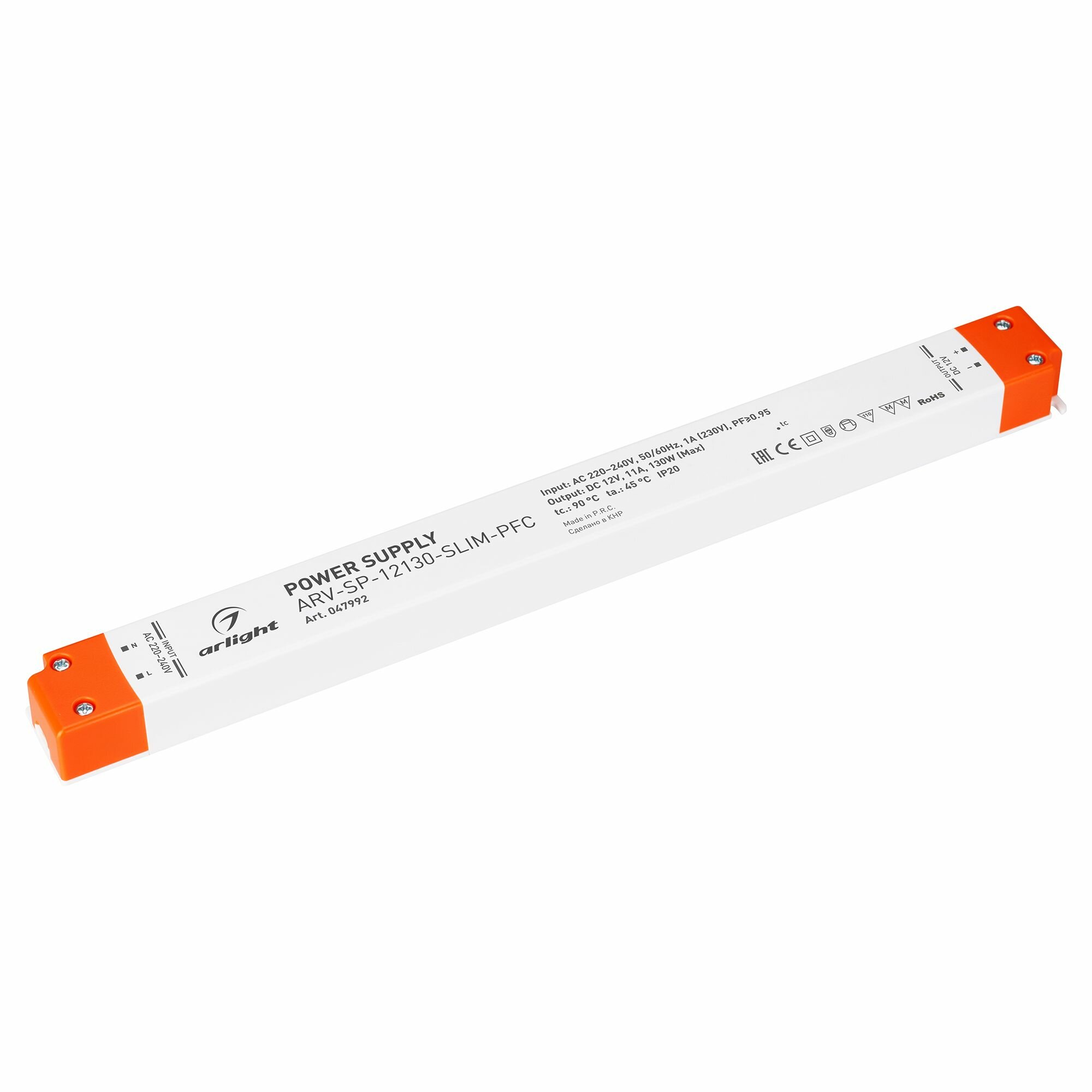 Блок питания ARV-SP-12130-SLIM-PFC (12V, 11A, 130W)