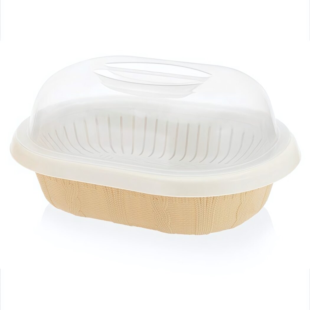 Хлебница настольная «Плетёнка» с герметичной крышкой, прозрачный пластик, разноцветный принт