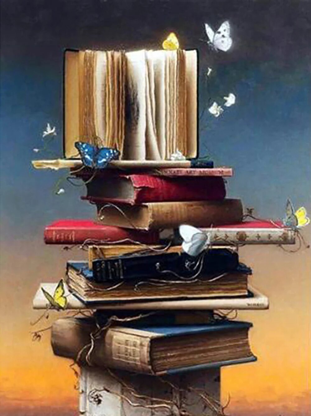 5D DIY Алмазная картина Книга Бабочка Полная круглая Алмазная мозаика Декорация Алмазная вышивка Комплект Стразы Домашнее Искусство Украшения