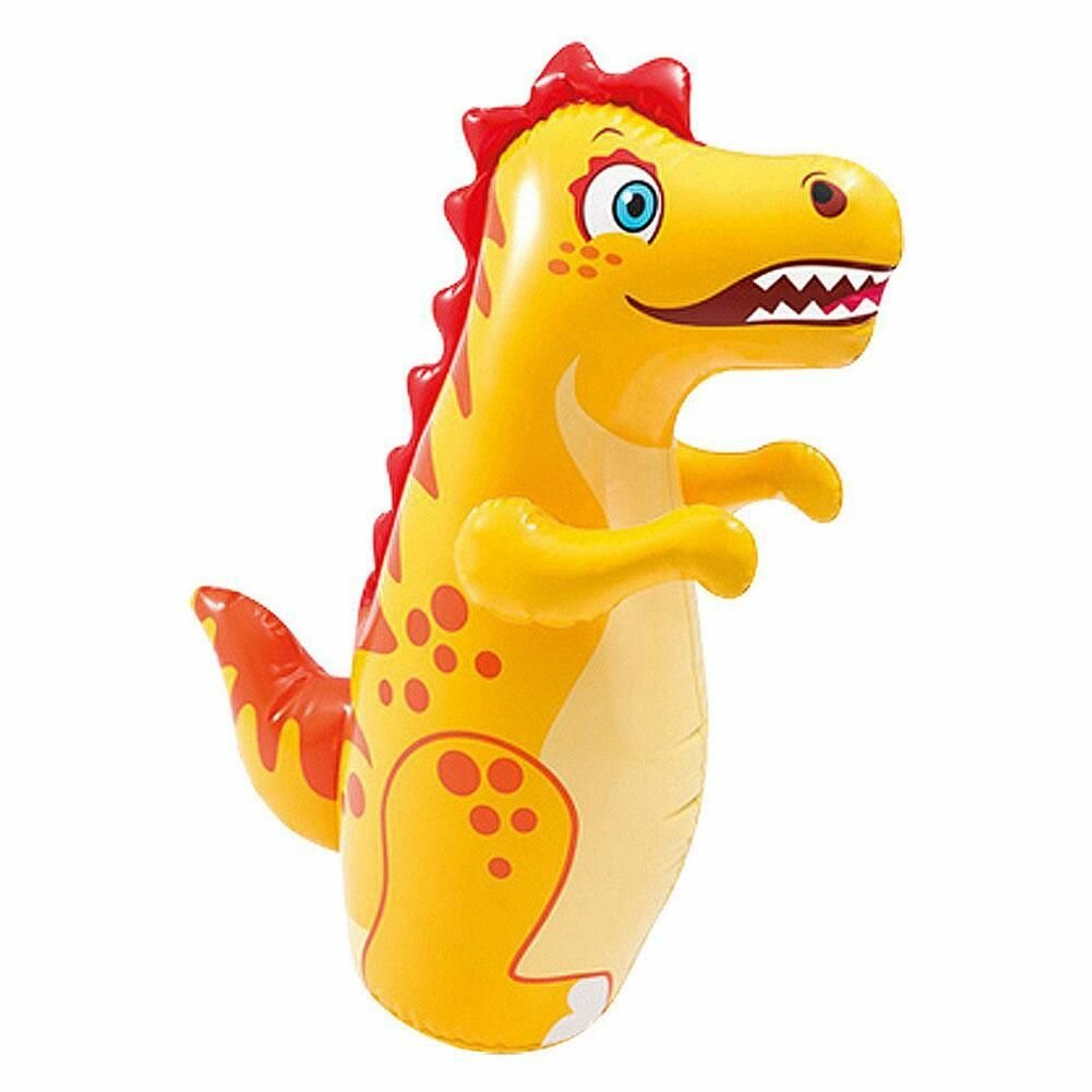 Надувная игрушка-неваляшка в виде динозавра высотой 90 см, подойдет в подарок всем детям.