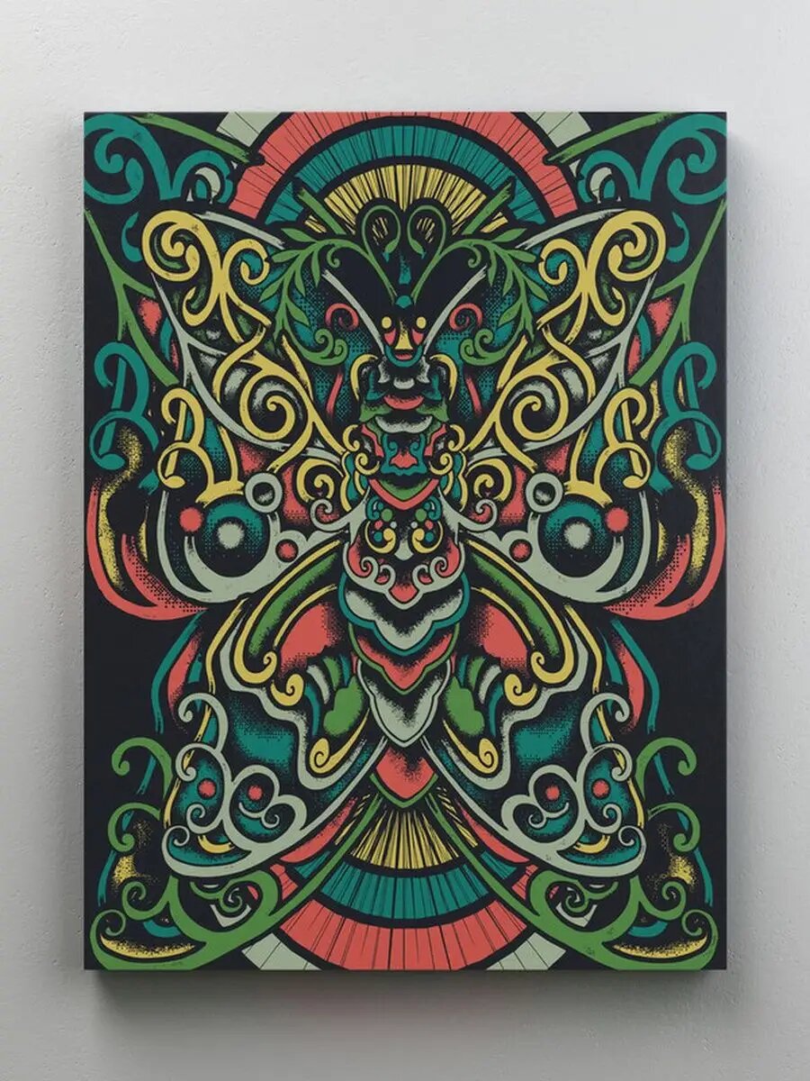 Интерьерная картина на холсте "Бабочка узоры" размер 30x40 см