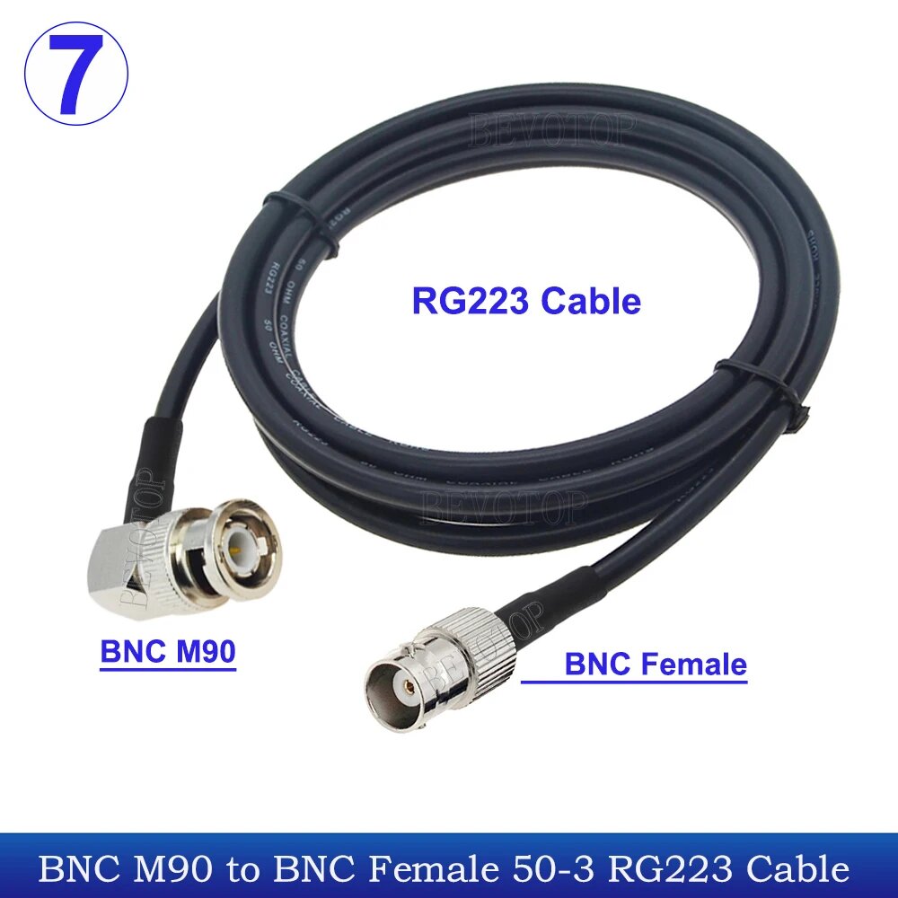 BEVOTOP RG-223 Коаксиальный кабель BNC «папа» — «мама» 50 Ом 30M, BNC M90 to BNC F