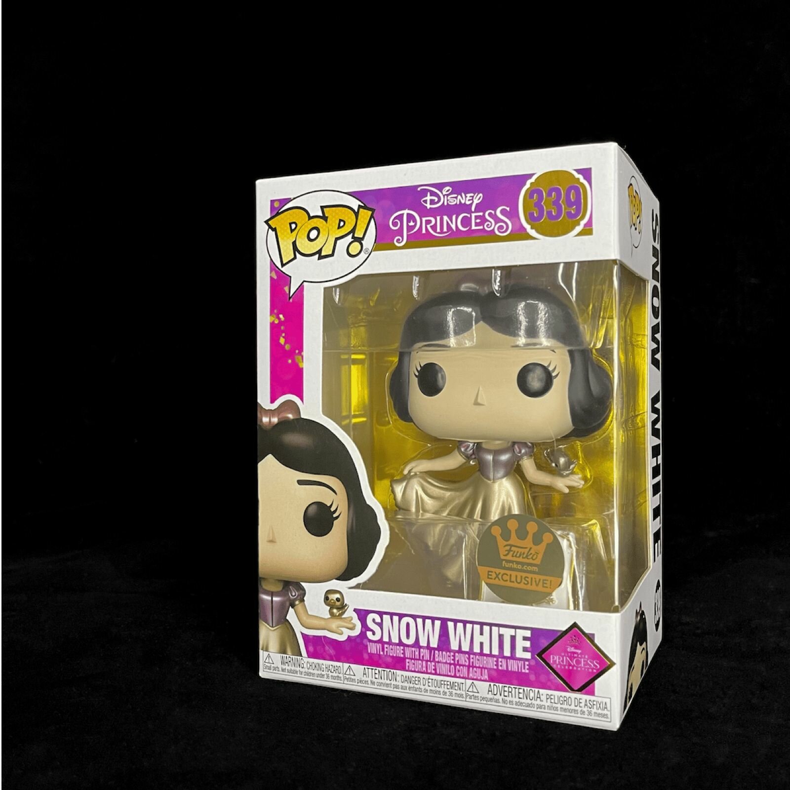 Фигурка Funko POP Snow White Gold with Enamel Pin (Эксклюзив Funko Shop) из мультика Snow White and the Seven Dwarfs / Белоснежка со значком из Белоснежка и семь гномов Фанко ПОП