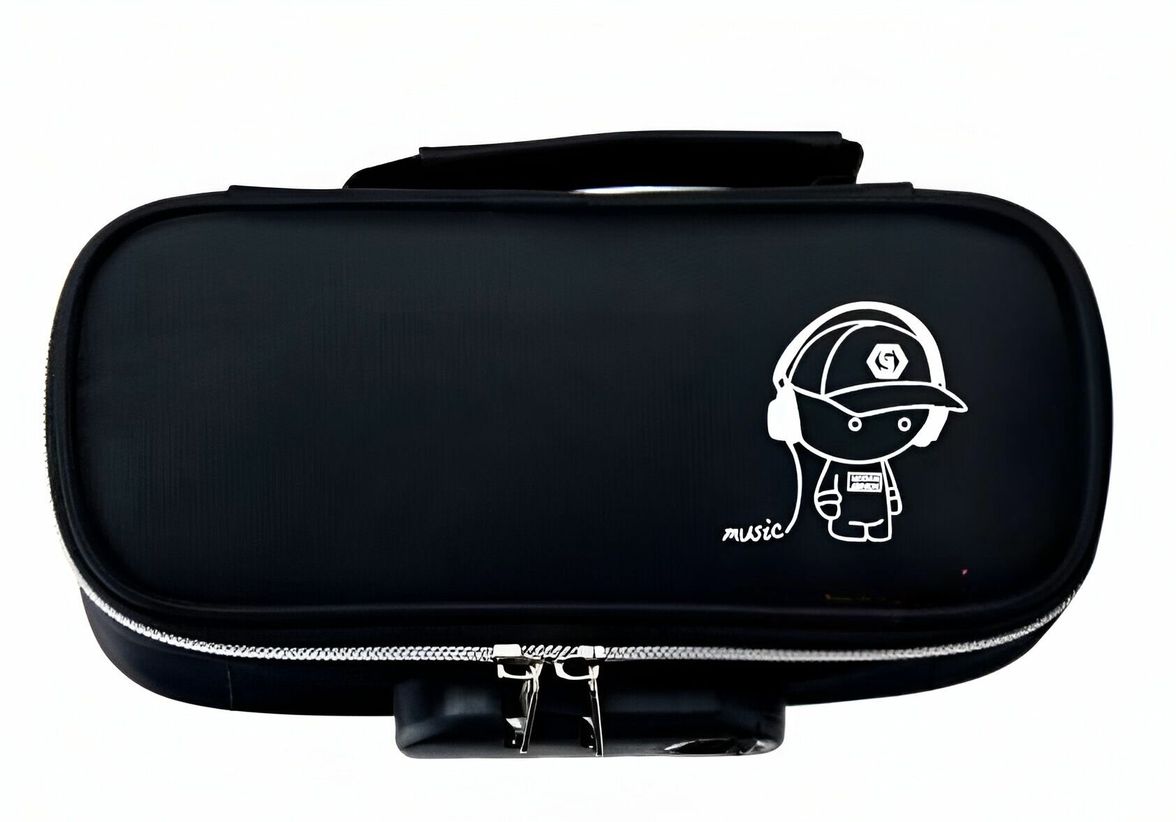 Пенал тканевый школьный с ручкой и кодовым замком черный Music Boy