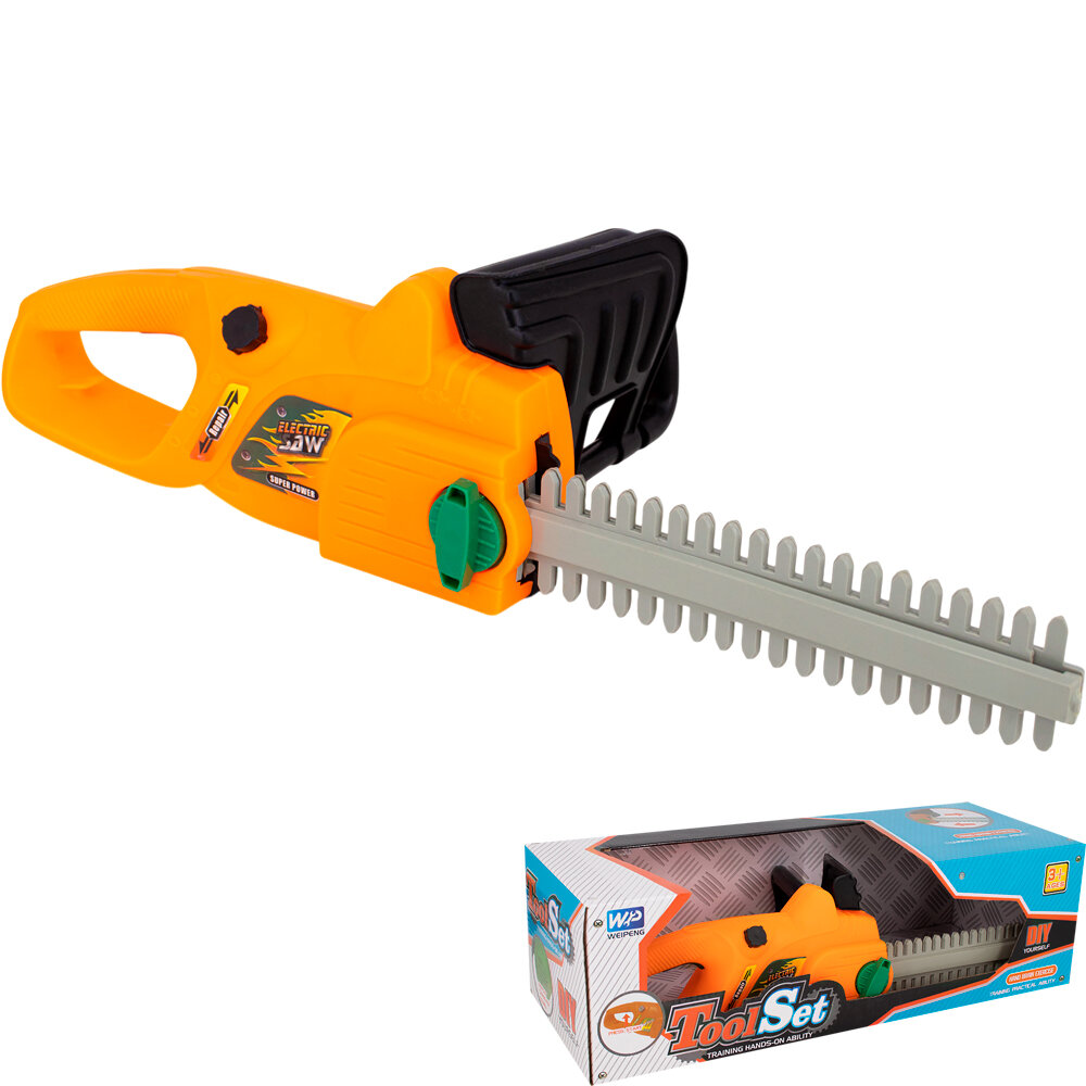 Бензопила детская КНР A99-3, 40 см, на батарейках, оранжевая