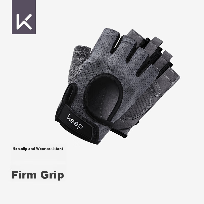 Keep Fitness Gloves for Men with 3D Palm Pads, Dumbbell And Equipment Wrist Guards, Strength Training Wear-Resistant Non-Slip, Carbon Gray S