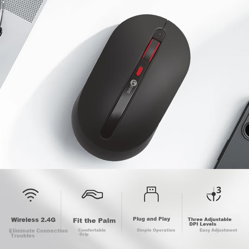 Беспроводная мышь Lenovo Lai Ku 2.4ГГц тихая для офиса совместима с Desktop ThinkPad Legion Цвет：Черный