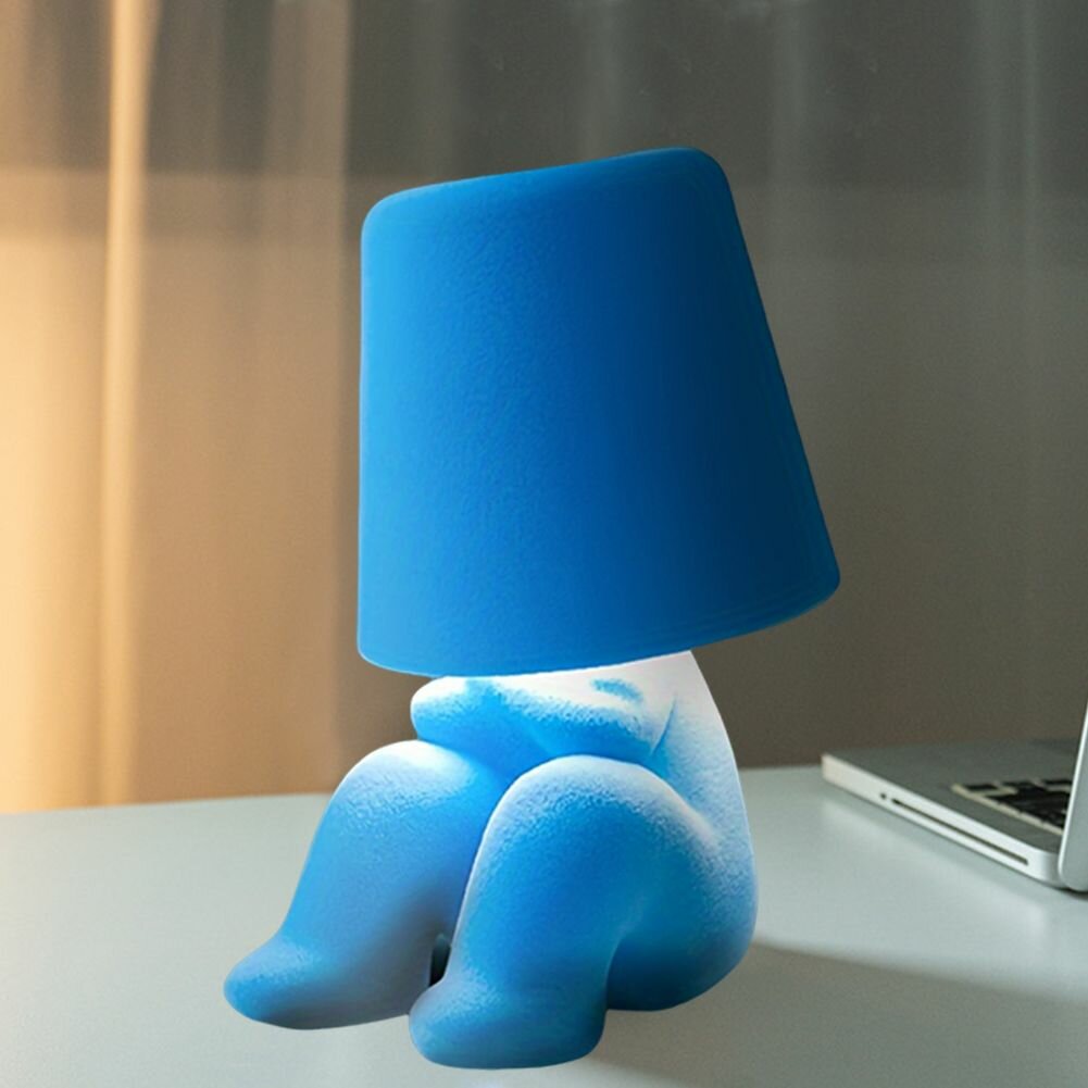 Прикроватная сенсорная консоль с подсветкой, цветной тканевый бархатный столик со светодиодной статуей золотого человека