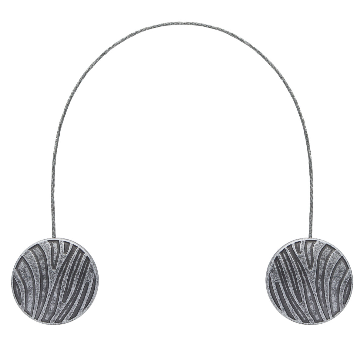 Магнитные клипсы 'Зебра', диаметр 4,5 см, с тросом 30 см (88 серебро, антик-серый)