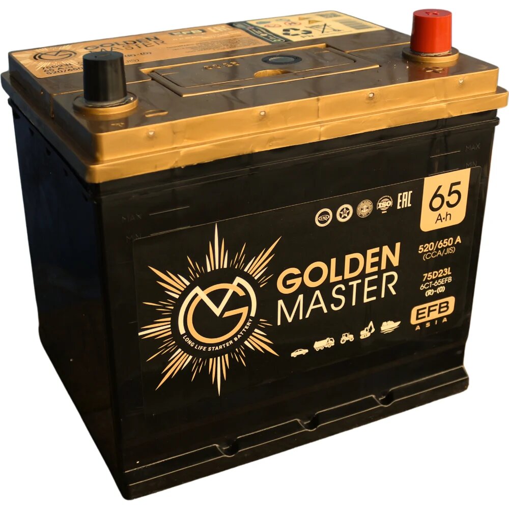 АКБ GOLDEN MASTER EFB ASIA 6СТ-65 (R)-(0) 520А 232x175x225 мм 4657819154897