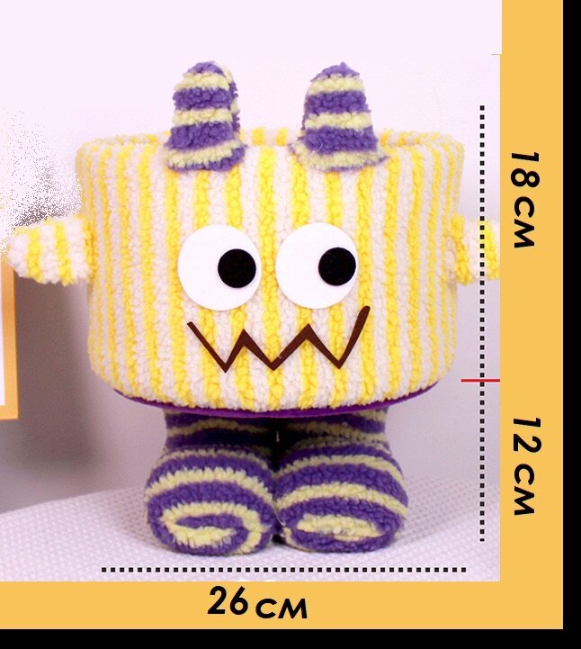 Детские корзины вязаные жесткие с ножками. Диаметр 26см, высота 30 см. Плетеная корзина в детскую. Яркая большая корзина. Мягкая корзинка. Игрушка.