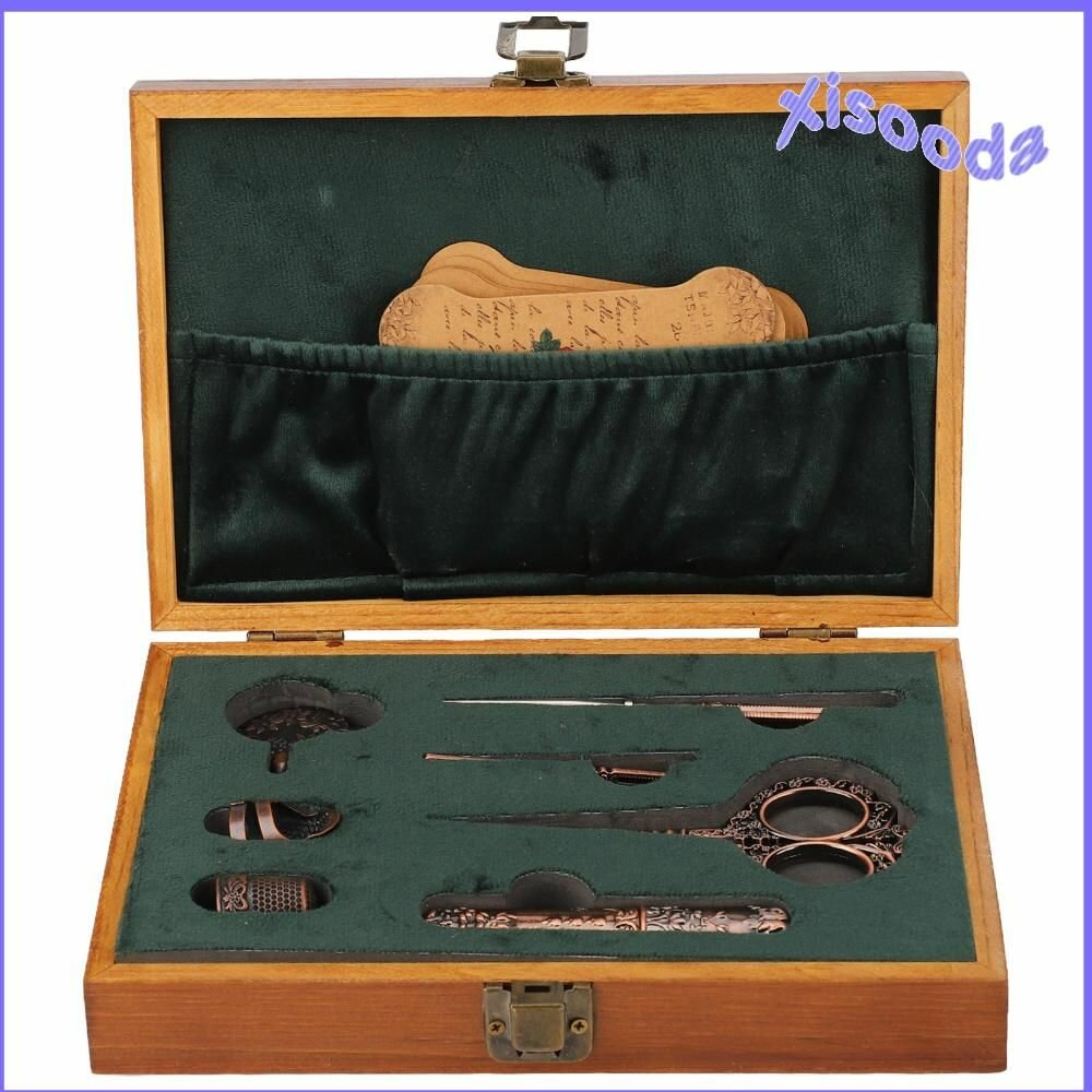 Винтажный набор ножниц для вышивания из нержавеющей стали, антикварный швейный набор в подарочной коробке, ретро-инструменты для рукоделия, шитья и ручной вышивки