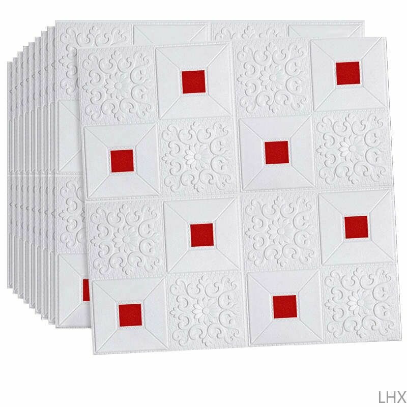 Стеновая панель, 70x70x0,25см, самоклеящаяся, мягкий пенопласт, 10шт