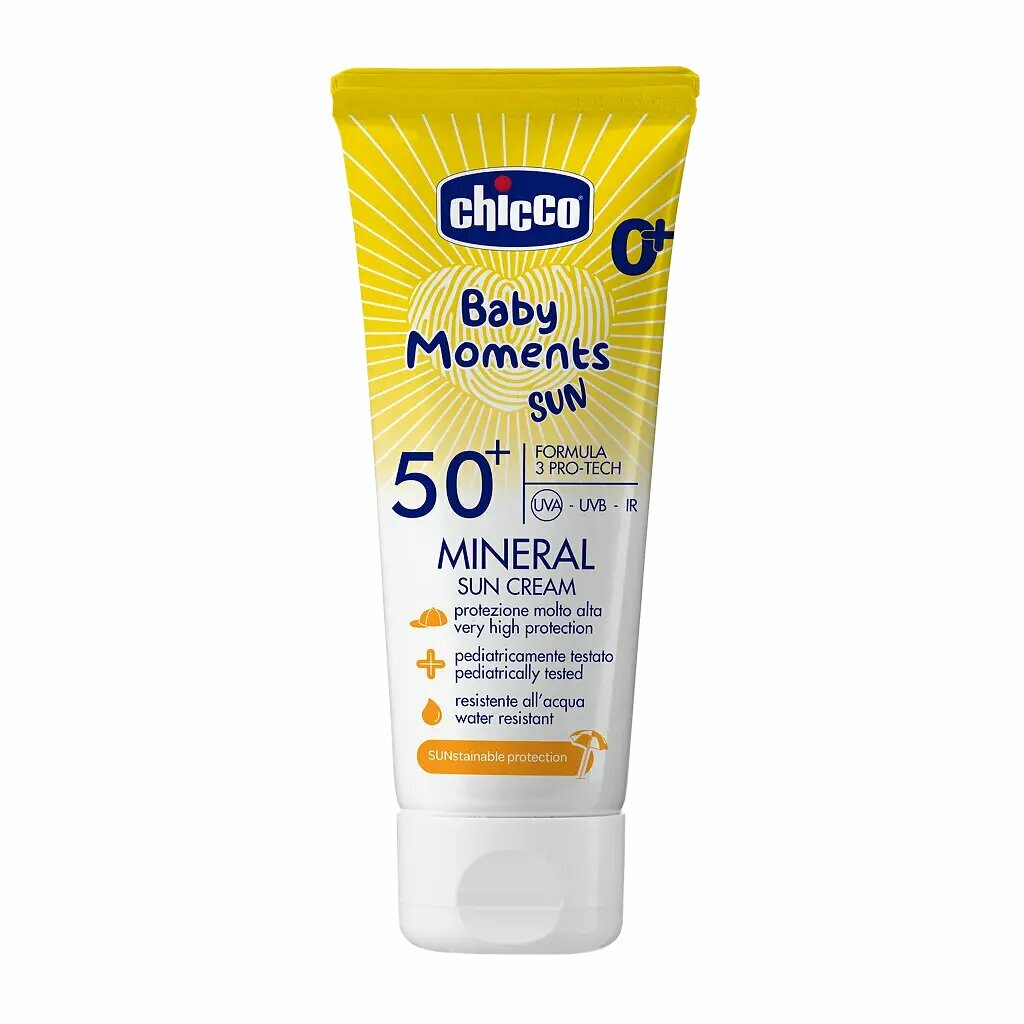 Chicco Крем минеральный солнцезащитный 0+ Baby Moments Sun SPF50+ 75 мл 1 шт