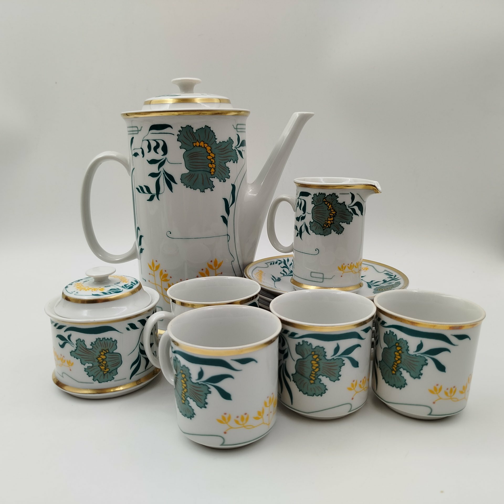 Сервиз кофейный "Жозефина" на 4 персоны с цветочным декором, "Loucky", фарфор, деколь