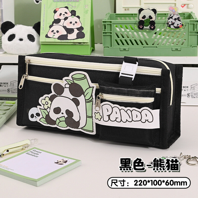 Пенал Kapibala "Черно-белая панда", многослойный, устойчивый к загрязнениям, черно-белый