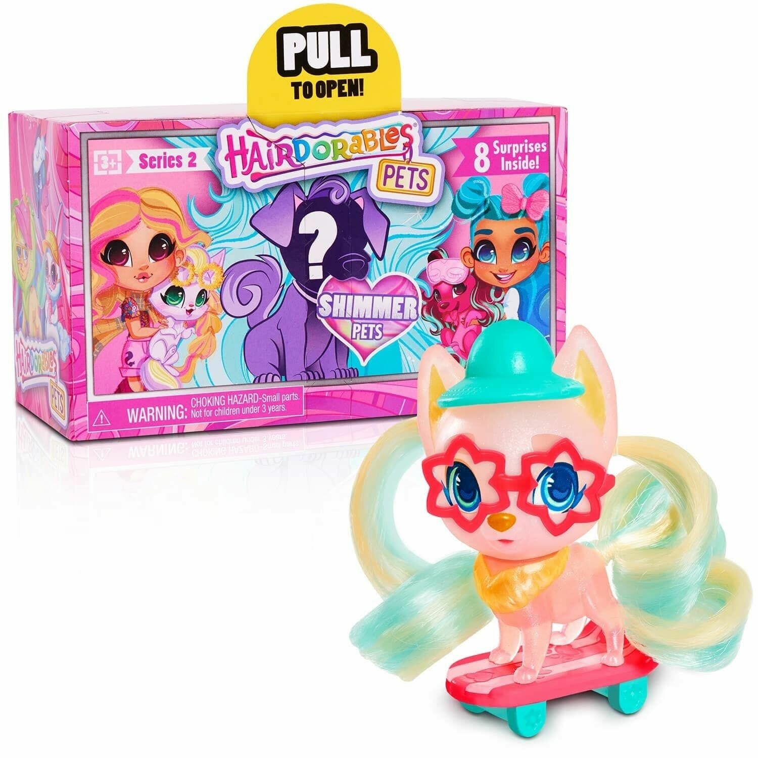 Игрушка Hairdorables "Мерцающие питомцы" 8 сюрпризов, Серия 2