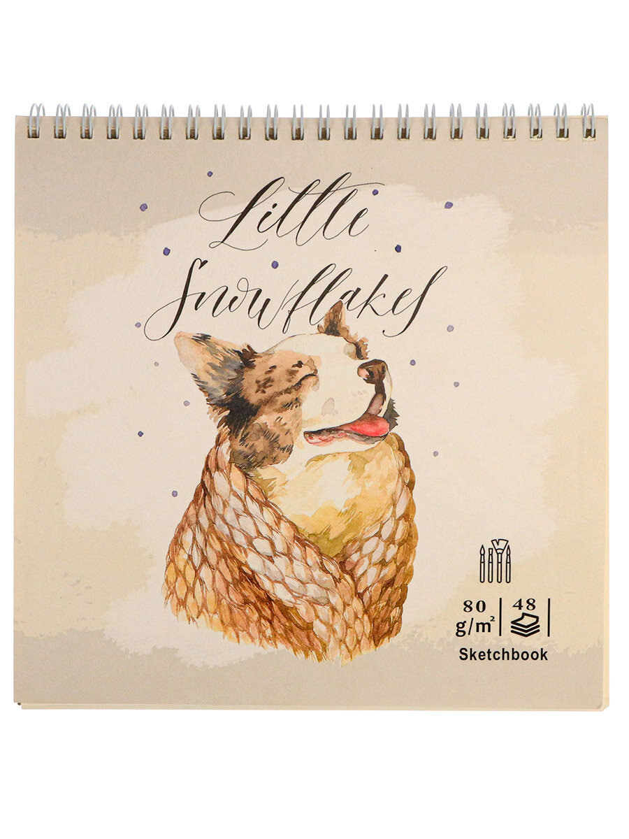 Скетчбук PROFIT "Собачка в пледе", А6, на гребне, 48 листов