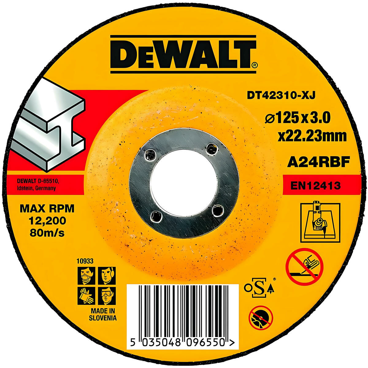 Диск отрезной 125 х 3.0 х 22.2 мм (металл) DeWalt DT42310