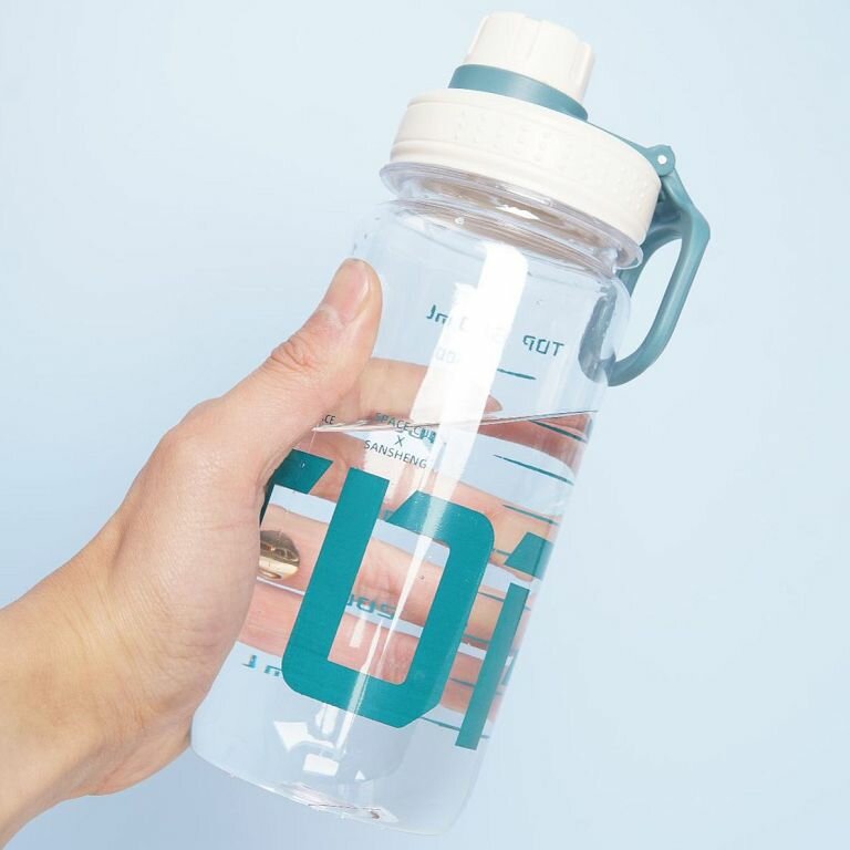 Бутылка для воды IBRICO "TDP", спортивный дизайн, бело-зеленая, 1000мл