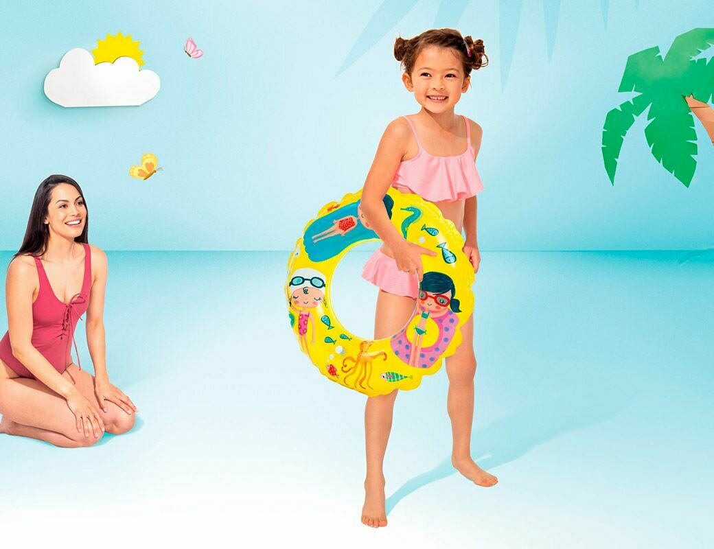 Надувной круг Пляж прозрачный, диаметр 61 см, от 6 до 10 лет, 59242-5