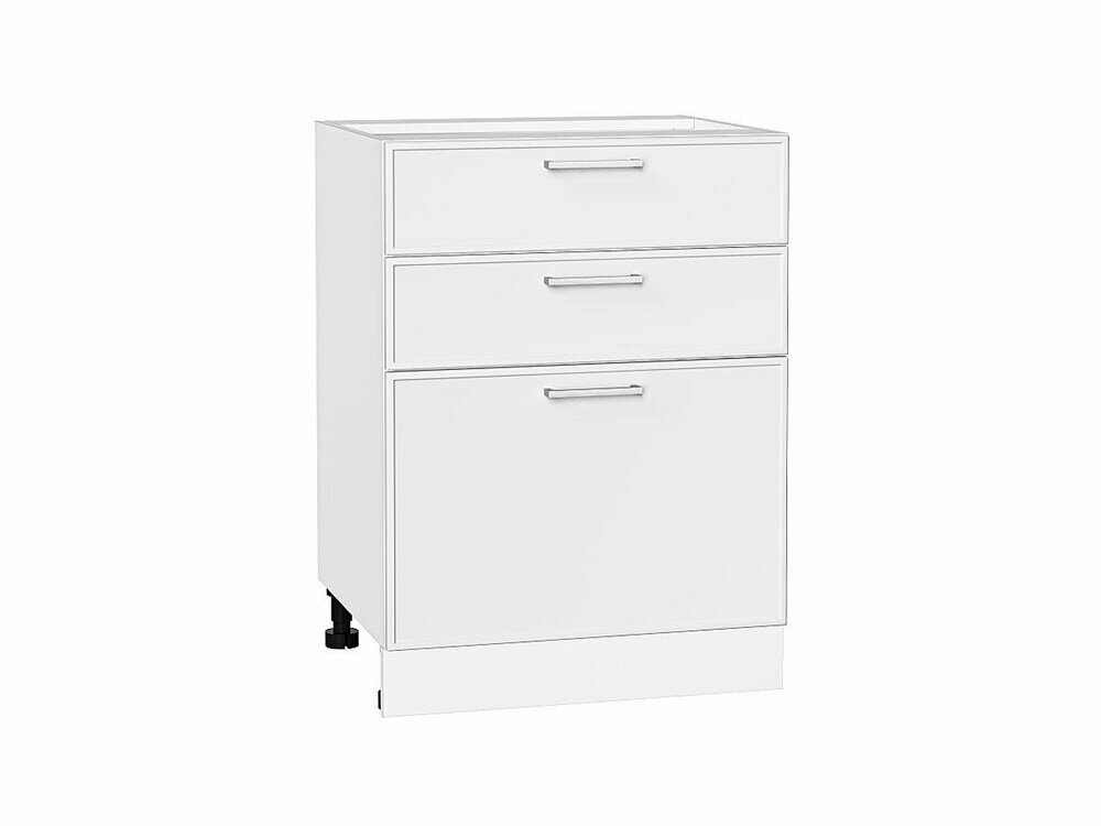 VVT Шкаф нижний с 3-мя ящиками Квадро Белый, Белый, 600
