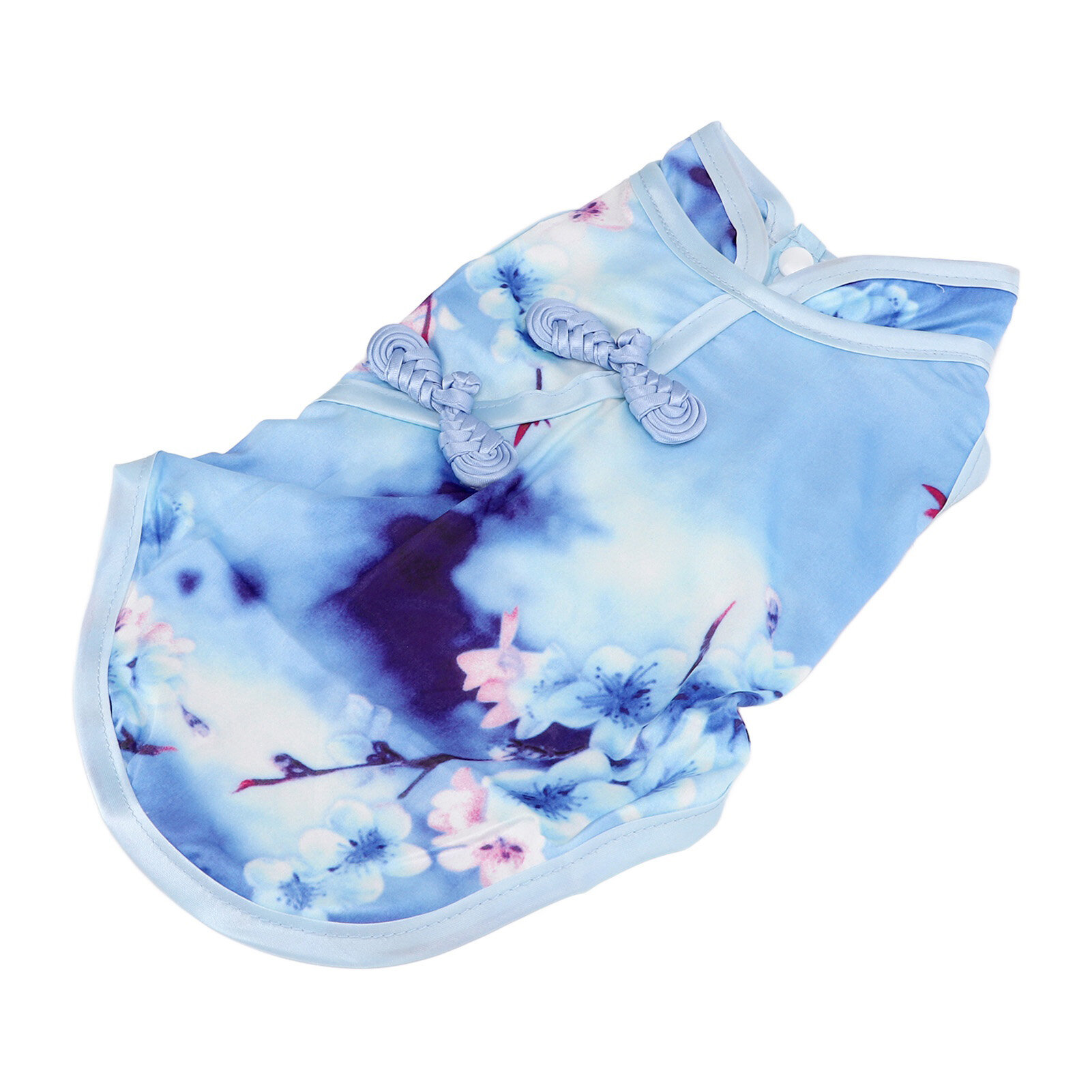 Pet Qipao Costume Dog Cheongsam Flower Satin Жилет Одежда с китайским узлом для маленьких собак PetM