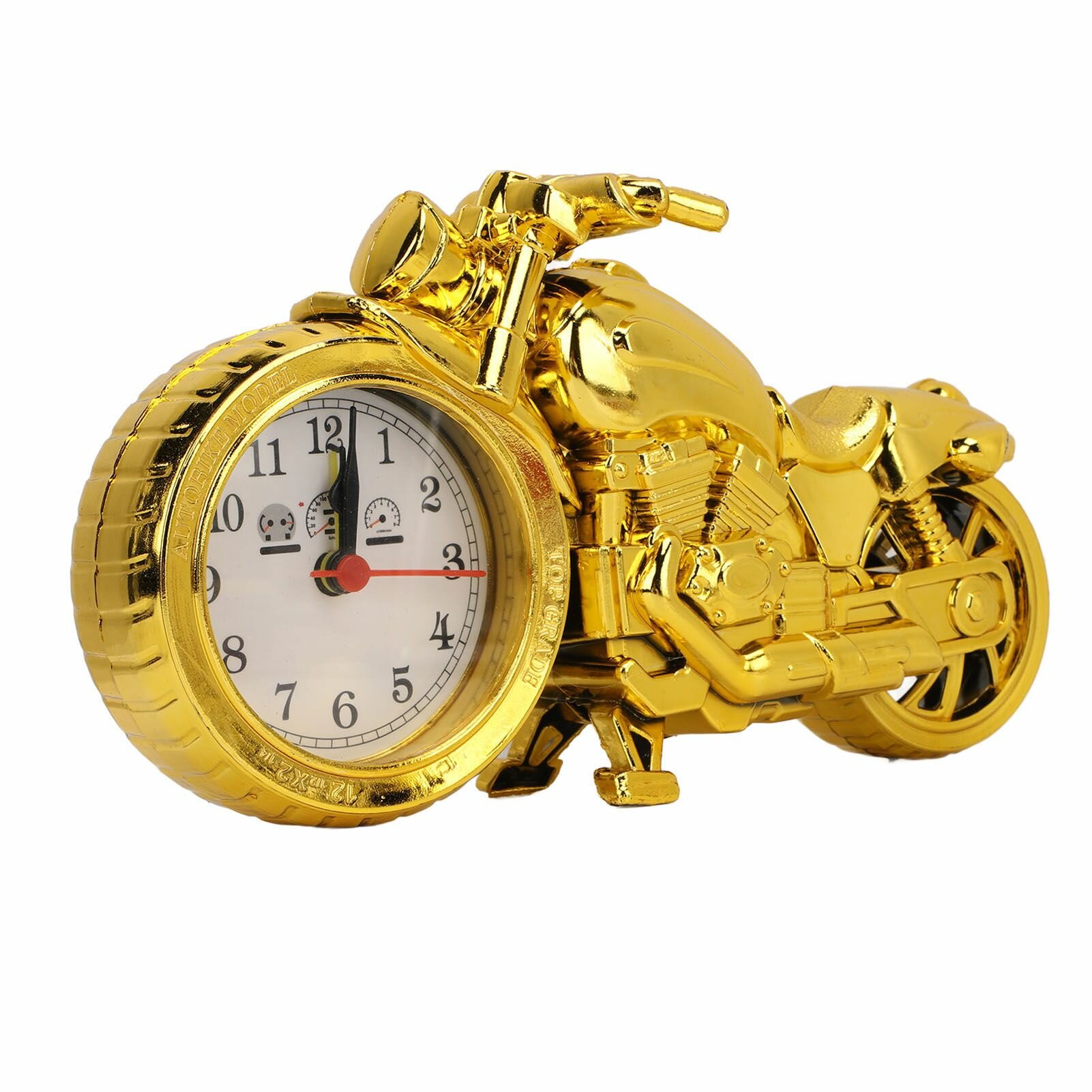 Винтажные часы-сигнализация в виде мотоцикла, оригинальный подарок, золотая модель для детской комнаты, AA батарея не включена
