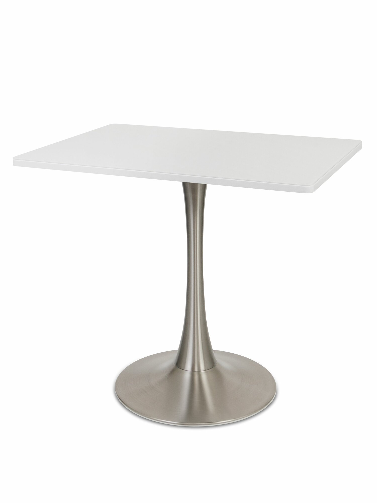 Стол обеденный МДФ+стекло Tulip-10 белый/нержавеющая сталь (900х650)