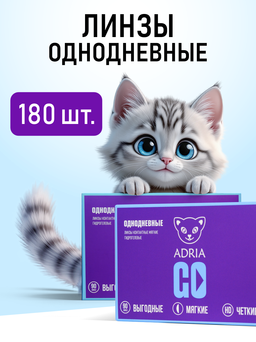 Однодневные контактные линзы ADRIA GO, -4.00, BC 8.6, 180 линз
