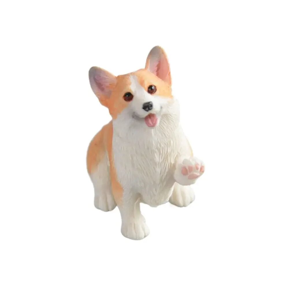 Фигурка корги из смолы, белая и желтая