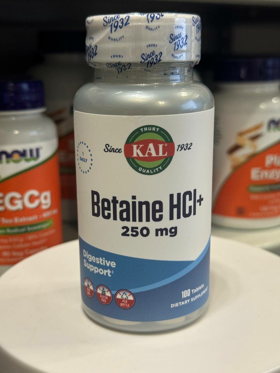 KAL Betaine HCl+, Бетаин гидрохлорид, пепсин и генциан, 100 таблеток