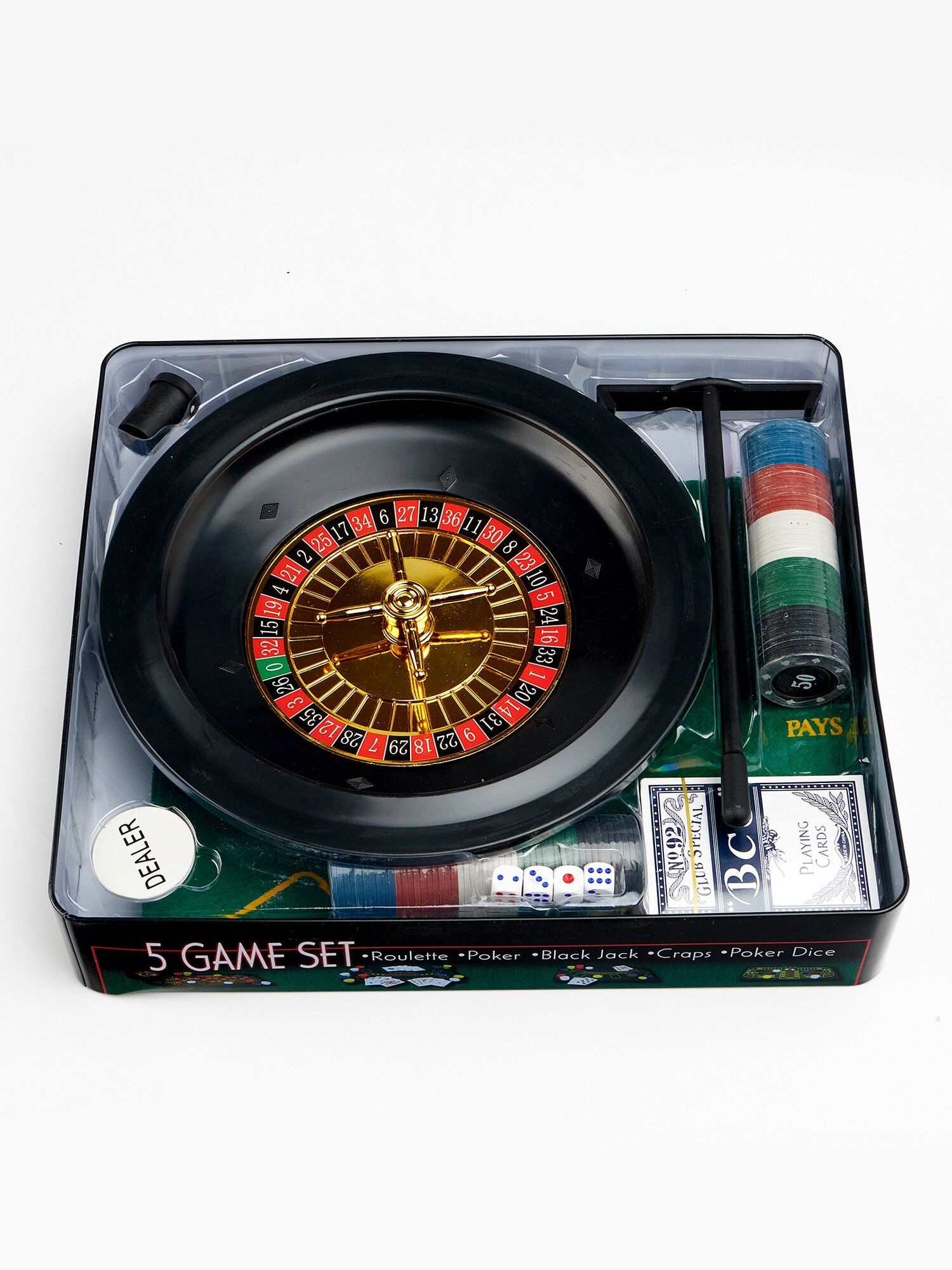 Покер, набор для игры (рулетка, карты 54 шт, фишки с номиналом 100 шт, кубики 4 шт, поле)