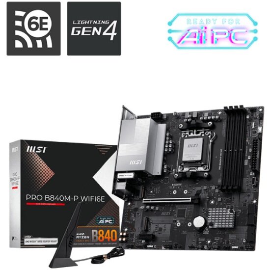 Материнская плата Msi PRO B840M-P WIFI6E (AM5, ATX)