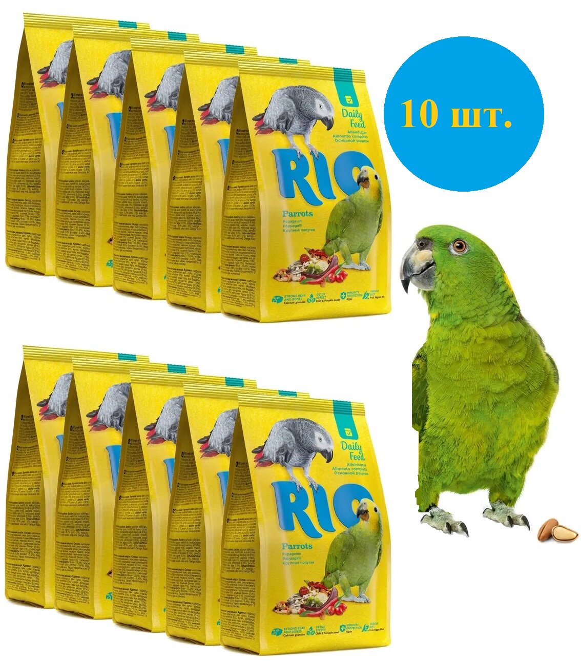 RIO Корм для крупных попугаев основной 500г (10 штук)