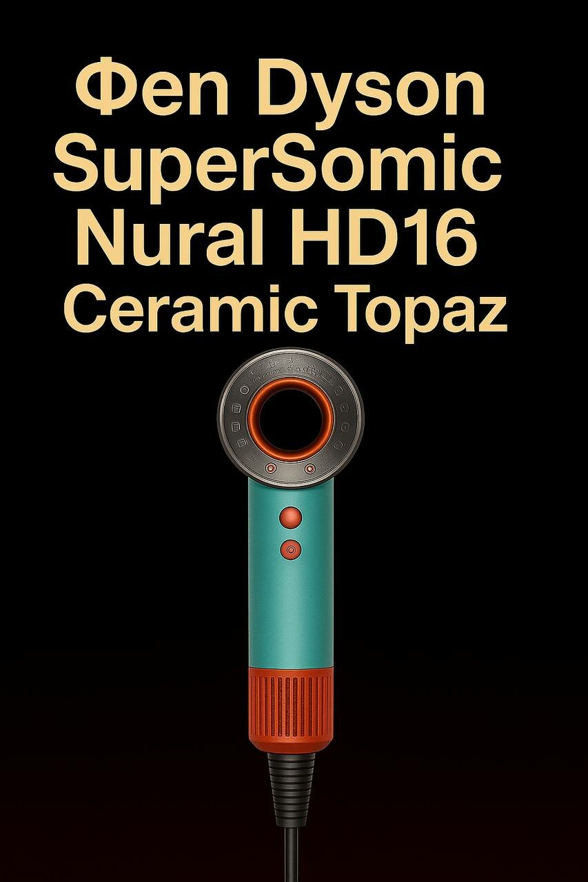 Фен Dyson Supersonic Nural HD16 Ceramic Topaz, без кейса UK, 1600Вт, 3 режима скорости