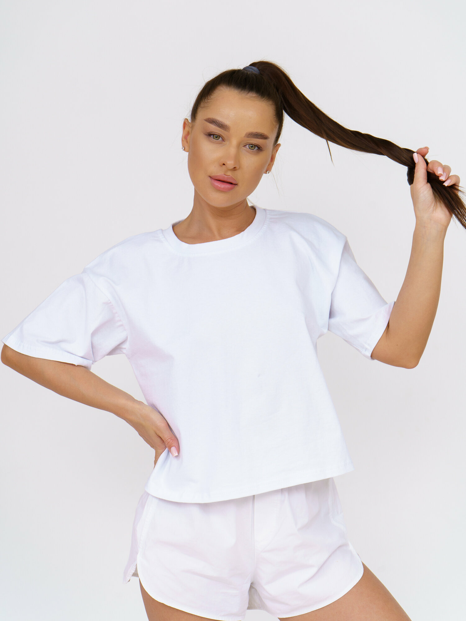 Футболка женская укороченная, оверсайз, кроп-топ