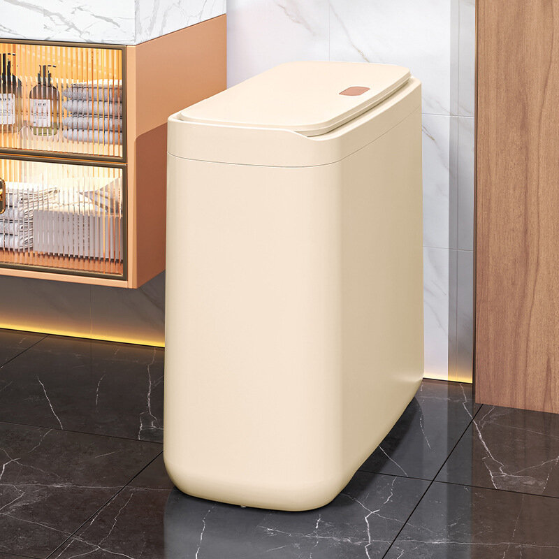 Мусорное ведро BEISHAN "Щель для унитаза", герметичное, двухслойное, кремово-белое, 12 л