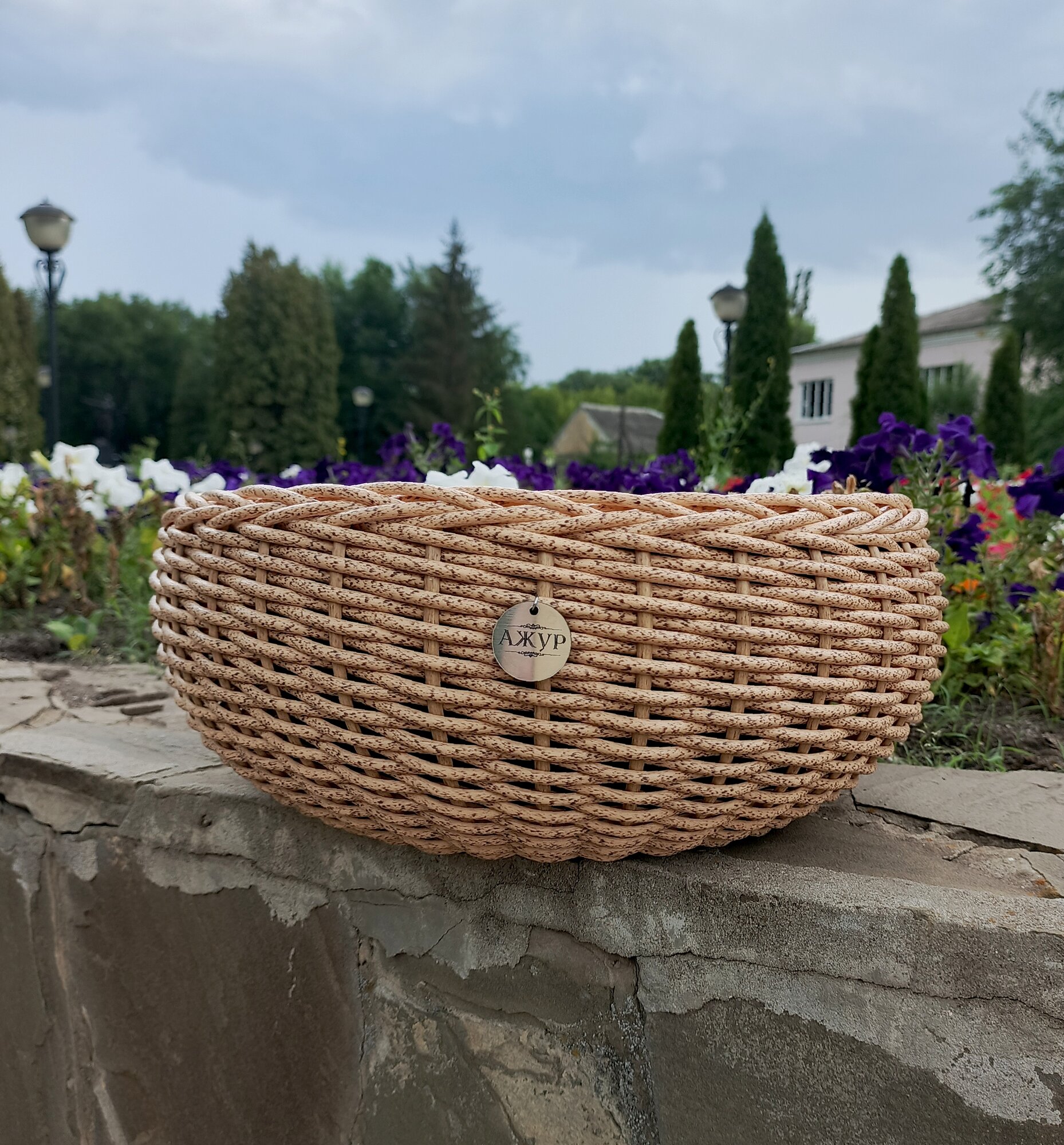 Кашпо плетёное из искусственного ротанга, 12 литров, низкое