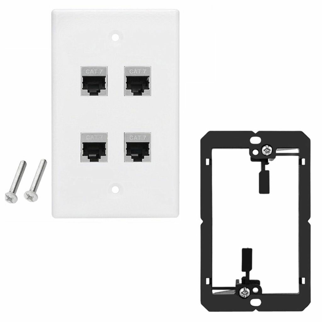 Американский блок розетки с экранированными модулями, 4 розетки, креплением