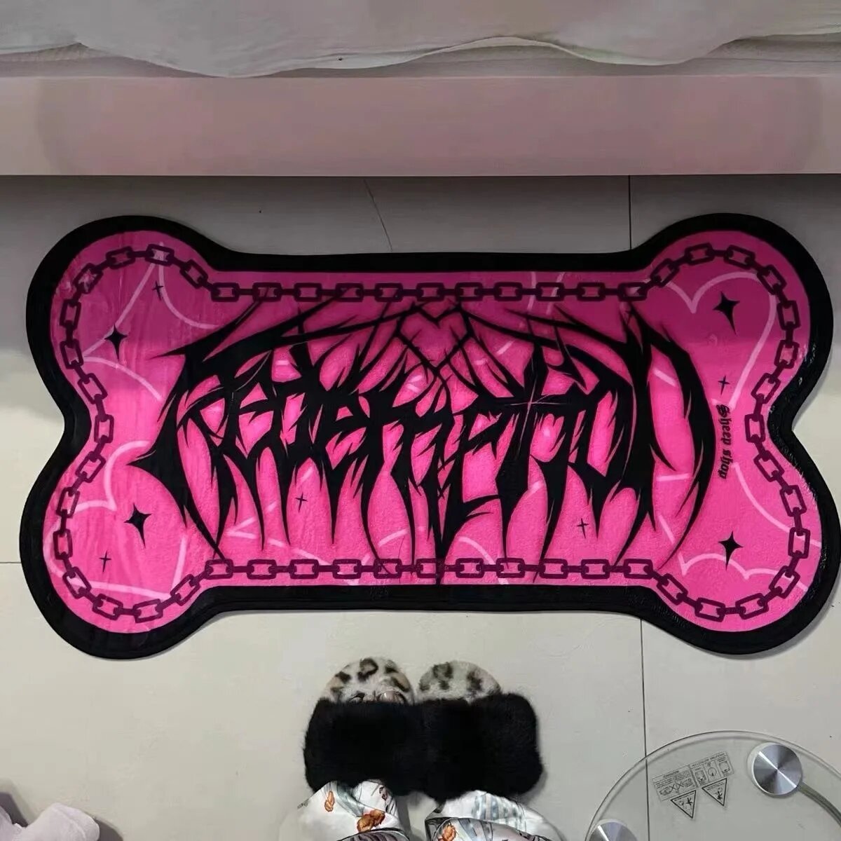 Черный готический ковёр с изображением ведьмы и черепа Розовый, 50x90cm, B