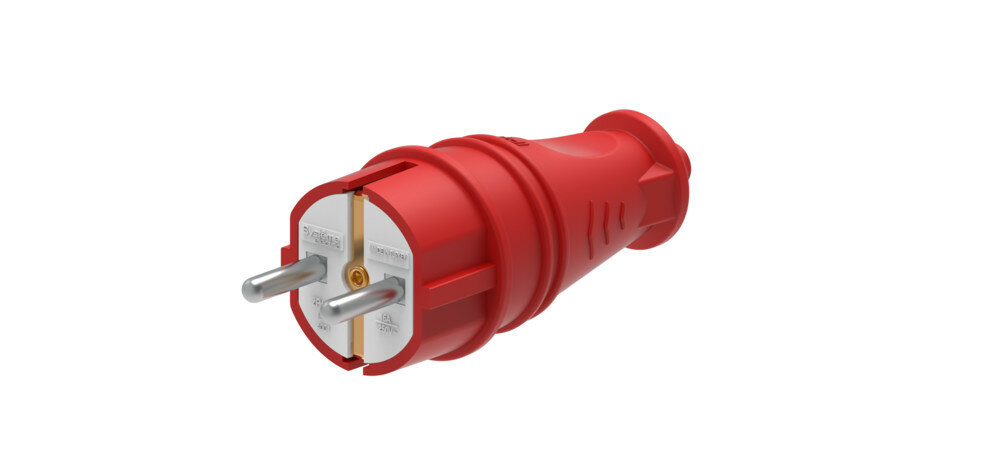 Systeme Electric MultiSet Красная Вилка 2К+З прямая каучуковая 16А/250В IP44, MST4401RD