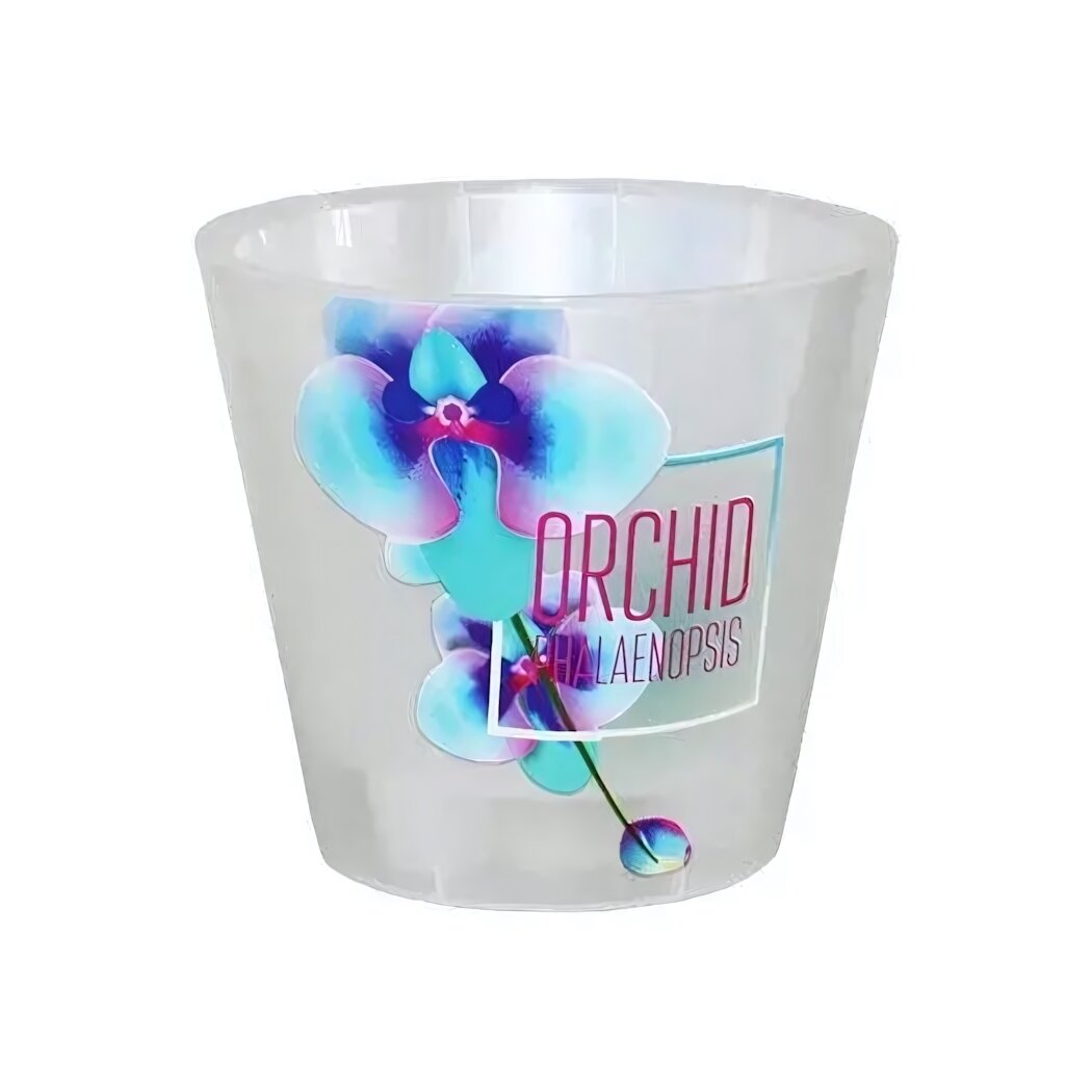 Горшок для цветов «Фиджи Орхид Деко» с принтом орхидеи, D160мм, 6л, пластик, голубая орхидея