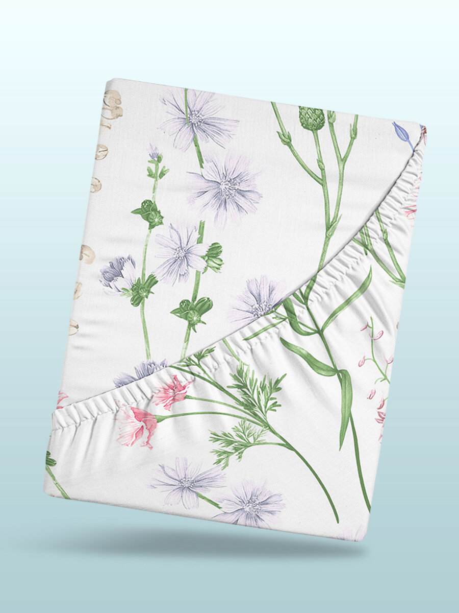 Простыня Василиса на резинке 180х200х25 см, Поплин, хлопок 100%, Бельканто