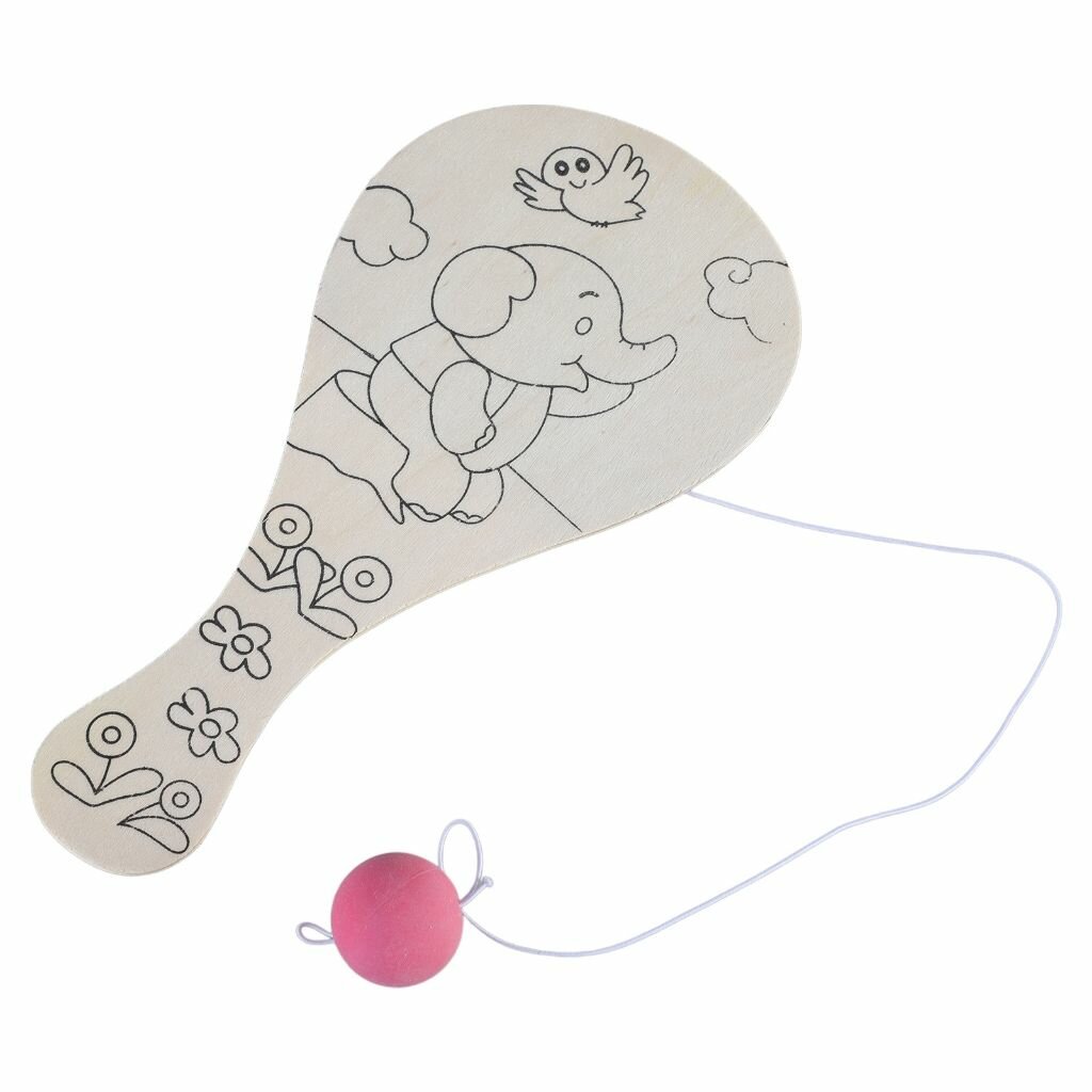 Деревянная ракетка с граффити ручной росписи -слоненок