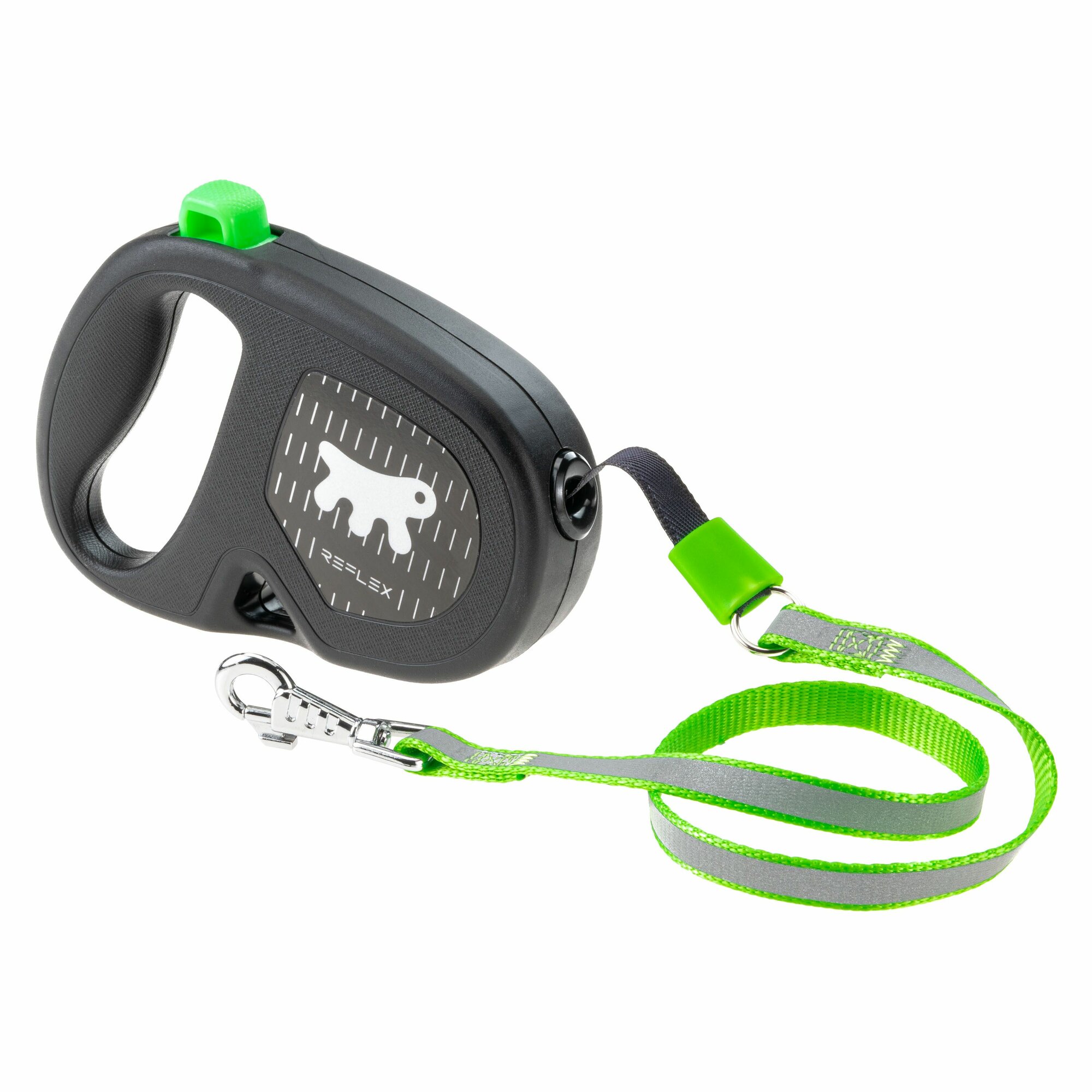 Поводок-рулетка светоотражающая Ferplast FLIPPY ONE Reflex S зелёная, лента 4м, 15 кг